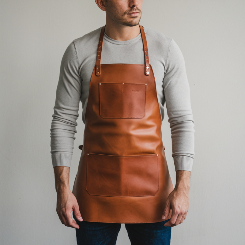 Cooper 2 Pockets TanCowhide Leather Apron - Apron Crafts