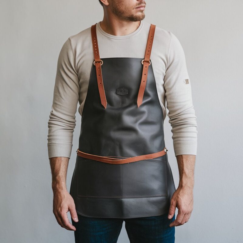 Noble 1 Pocket Charcoal Crazyhorse Leather Apron - Apron Crafts