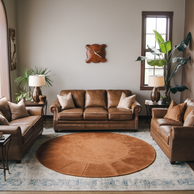 Stylish Floor Accent Suede Leather Rug