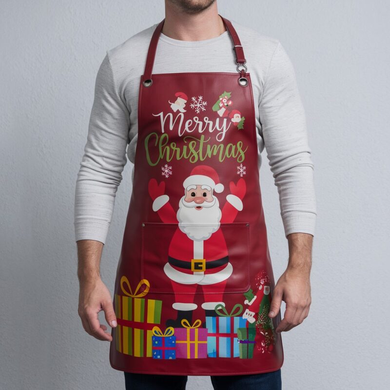 Santa’s Workshop Red Crazy Horse Leather Apron - Apron Crafts