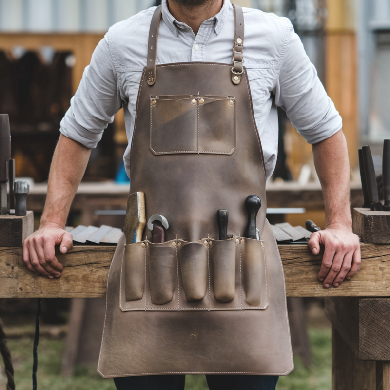Timber Guard Grey Leather Carpentry Apron - Apron Crafts